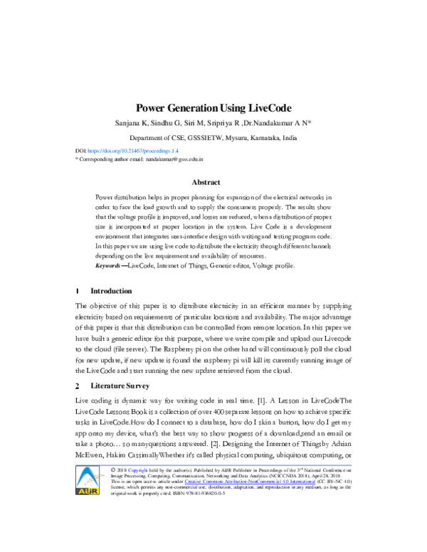 (PDF) Power Generation Using LiveCode