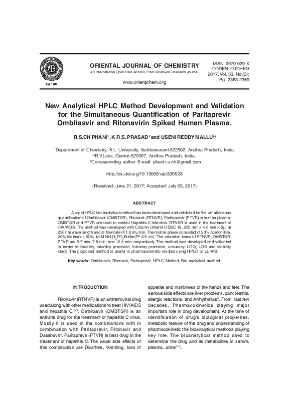 Pdf New Analytical Hplc Method Development And Validation For The