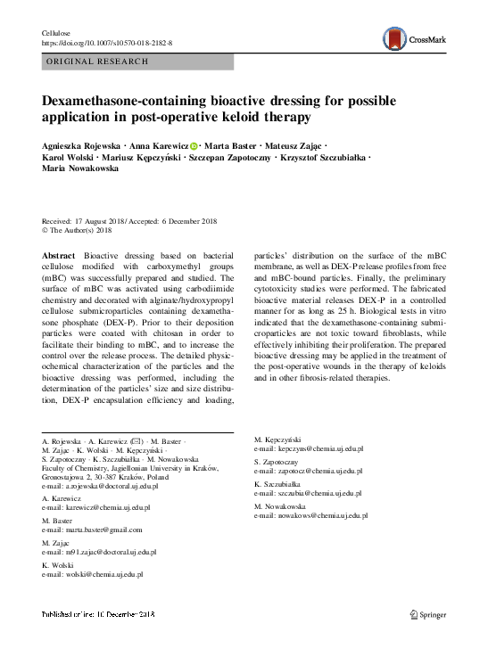 (PDF) Dexamethasone-containing bioactive dressing for possible ...