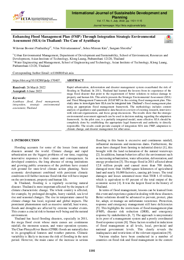 (PDF) Enhancing Flood Management Plan (FMP) Through Integration ...