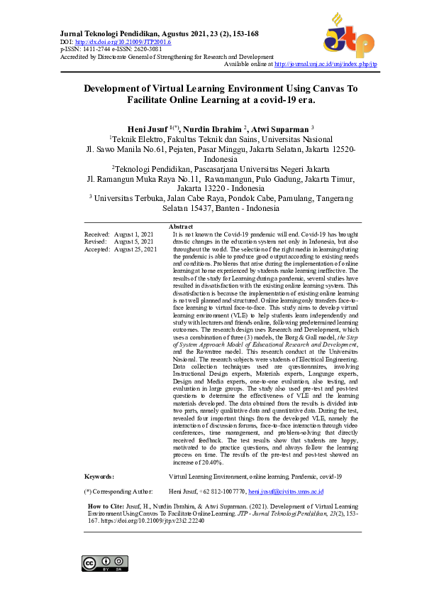 (PDF) Development of Virtual Learning Environment Using Canvas To ...