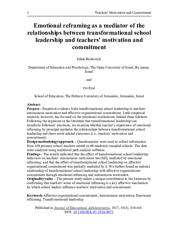 (PDF) Emotional reframing as a mediator of the relationships between ...