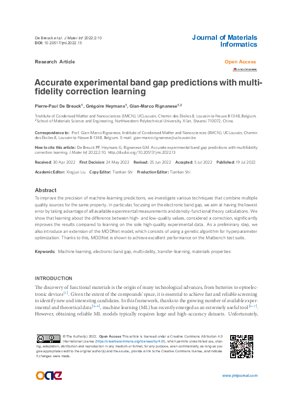 (PDF) Accurate experimental band gap predictions with multifidelity ...