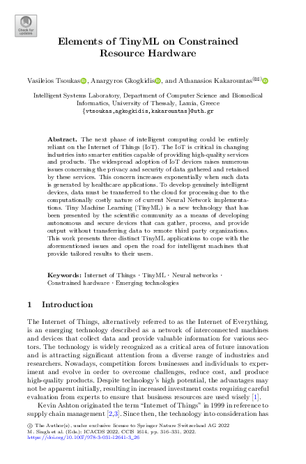 Pdf Elements Of Tinyml On Constrained Resource Hardware Vasileios Tsoukas 