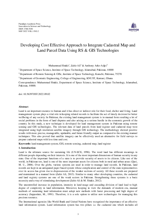 (PDF) Developing Cost Effective Approach to Integrate Cadastral Map and Land Parcel Data Using ...