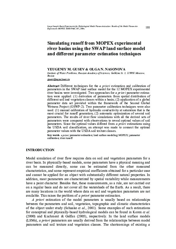 (PDF) Simulating runoff from MOPEX experimental river basins using the ...