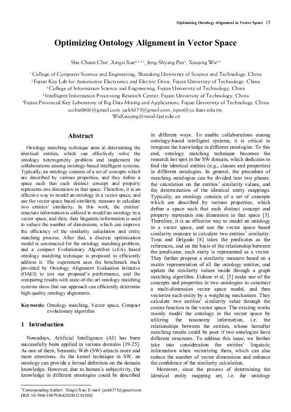 (PDF) Optimizing Ontology Alignment in Vector Space