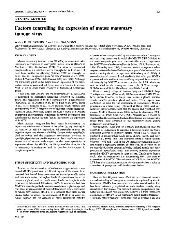 (PDF) Factors controlling the expression of mouse mammary tumour virus