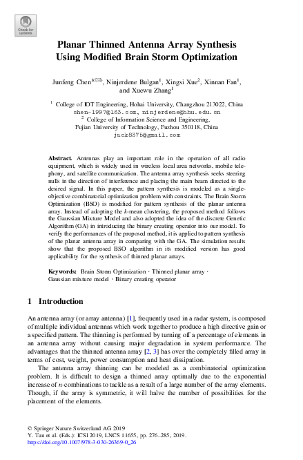 Pdf Thinned Antenna Array Synthesis Via Bso