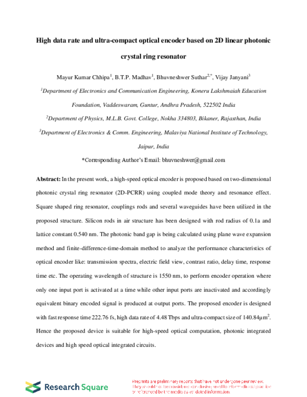 (PDF) High data rate and ultra-compact optical encoder based on 2D ...