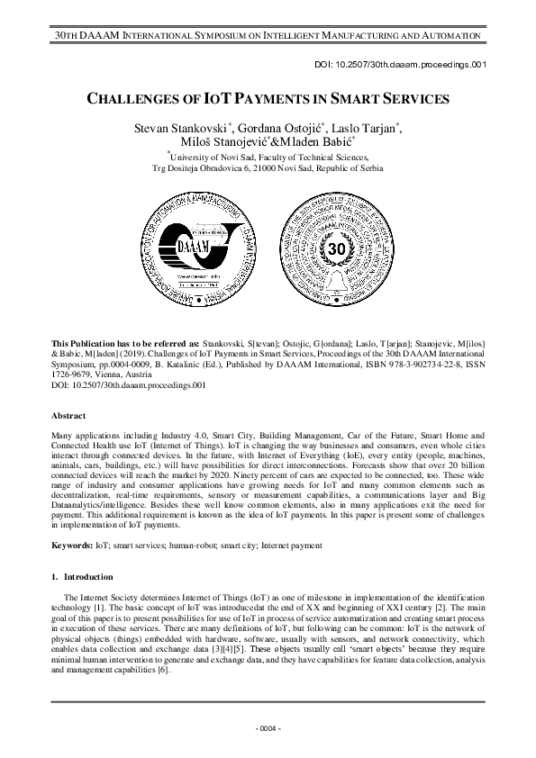 (PDF) Challenges of IoT Payments in Smart Services