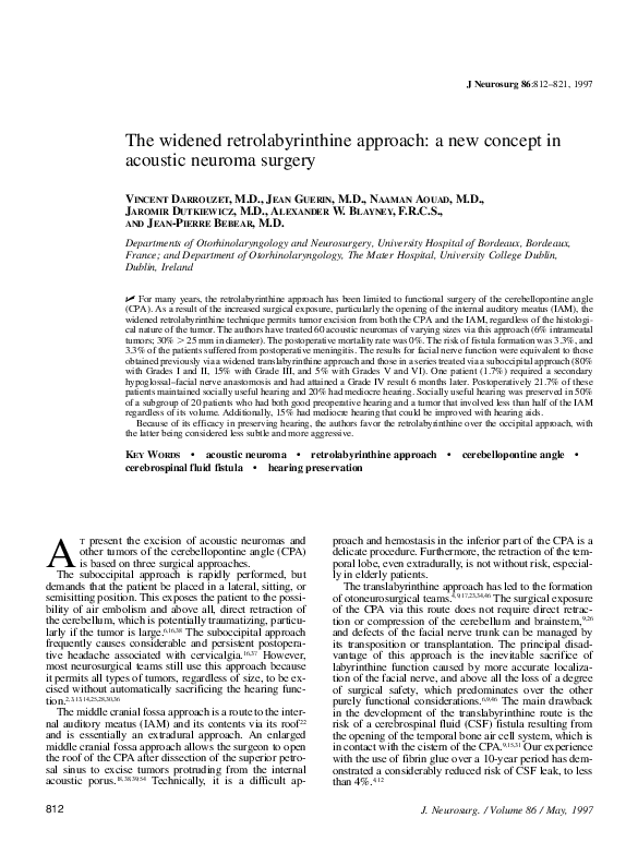 (PDF) The widened retrolabyrinthine approach: a new concept in acoustic ...