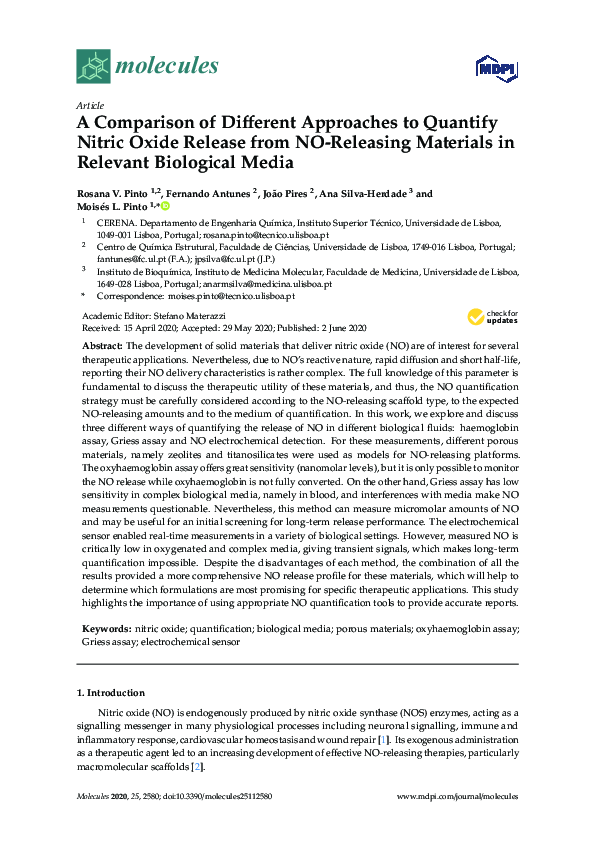 (PDF) A Comparison of Different Approaches to Quantify Nitric Oxide Release from NO-Releasing ...