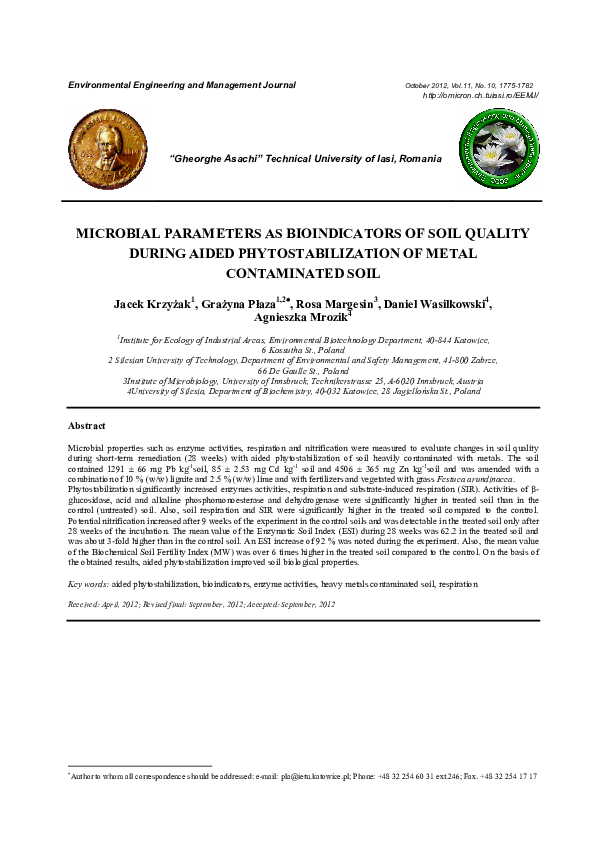 (PDF) Microbial Parameters as Bioindicators of Soil Quality During ...