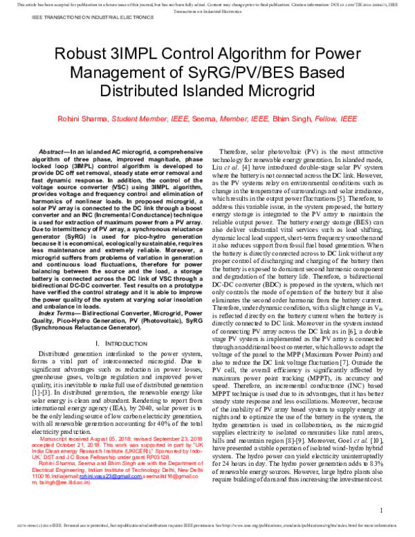 (PDF) Robust 3IMPL Control Algorithm for Power Management of SyRG/PV/BES-Based Distributed ...