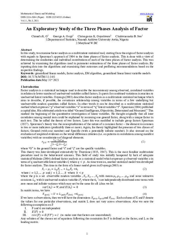 (PDF) An Exploratory Study of the Three Phases Analysis of Factor