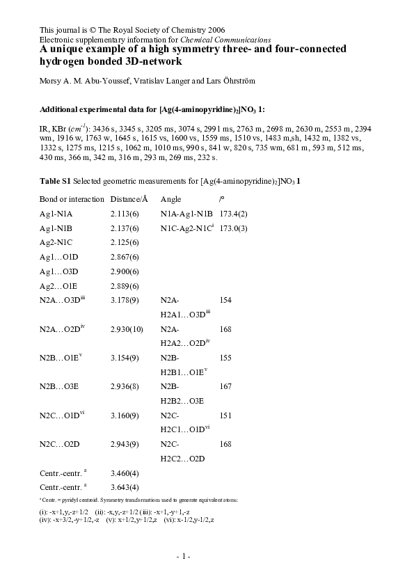 (PDF) A unique example of a high symmetry three- and four-connected ...