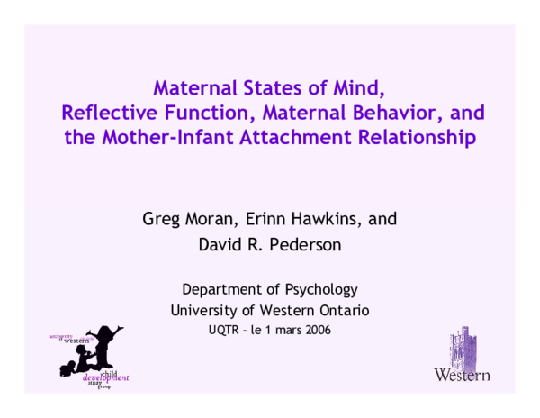 (PDF) Maternal States of Mind, Reflective Function, Maternal Behavior ...