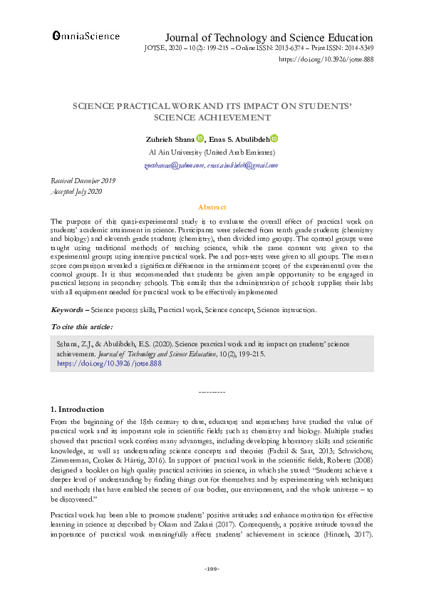 (PDF) Science practical work and its impact on high students' academic ...