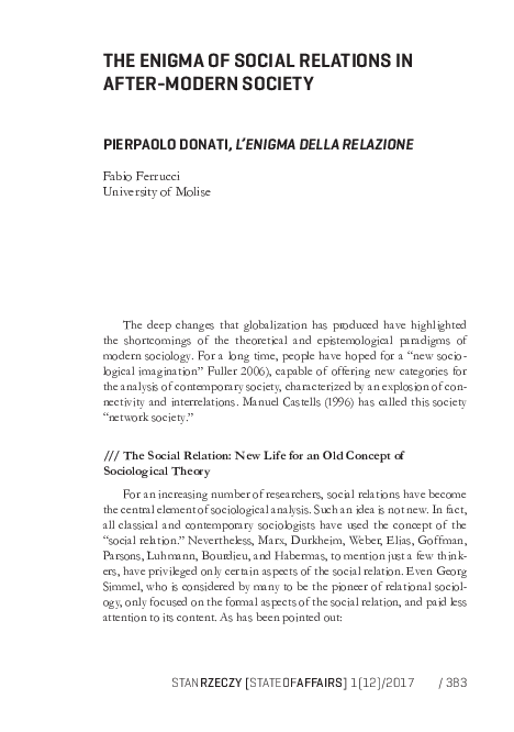 (PDF) Enigma of Social Relations in After-Modern Society