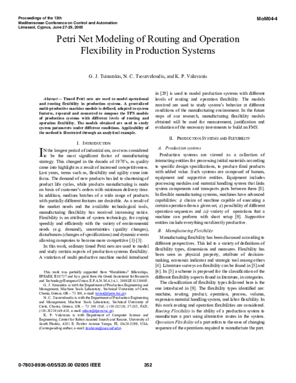 (PDF) Modeling Routing and Operational Flexibility with Petri Nets