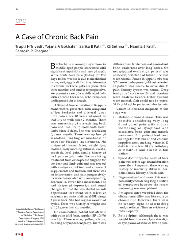 (PDF) A Case of Chronic Back Pain