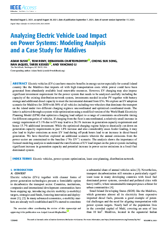 Pdf Analyzing Electric Vehicle Load Impact On Power Systems Modeling
