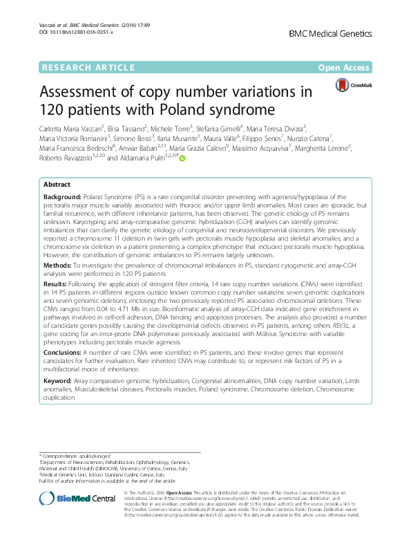 (PDF) Assessment of copy number variations in 120 patients with Poland ...