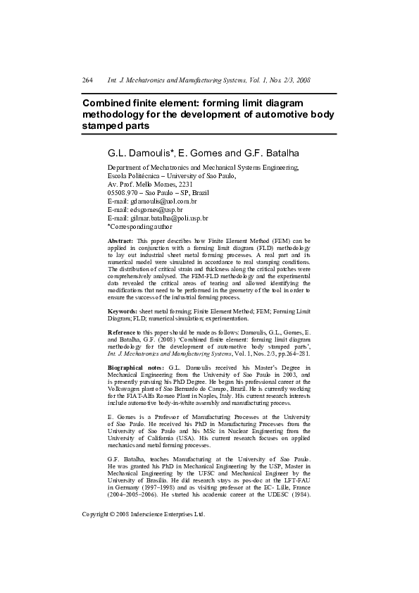Pdf Combined Finite Element Forming Limit Diagram Methodology For