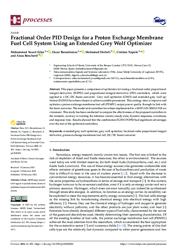 (PDF) Fractional Order PID Design for a Proton Exchange Membrane Fuel ...