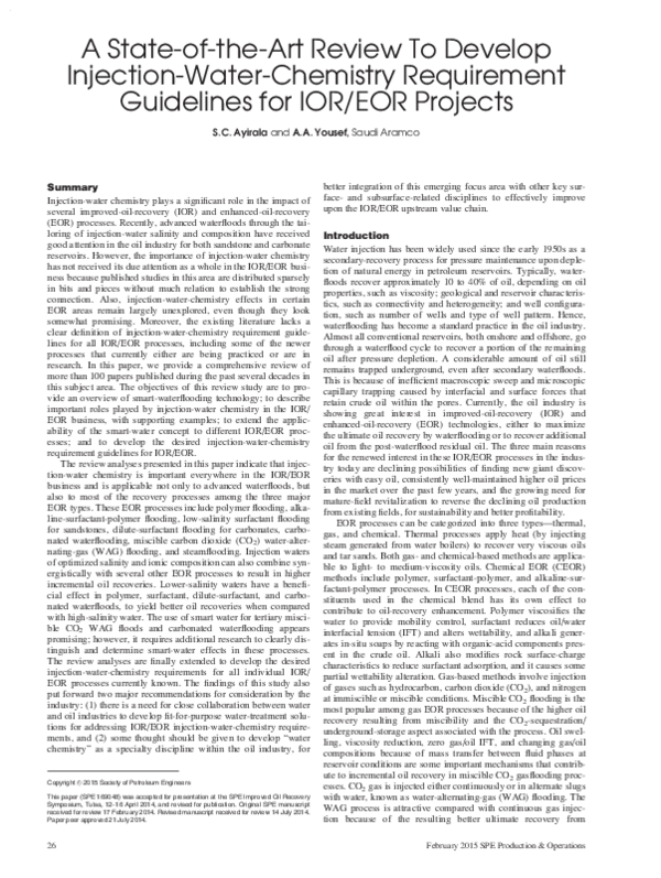 (PDF) A State-of-the-Art Review To Develop Injection-Water-Chemistry ...
