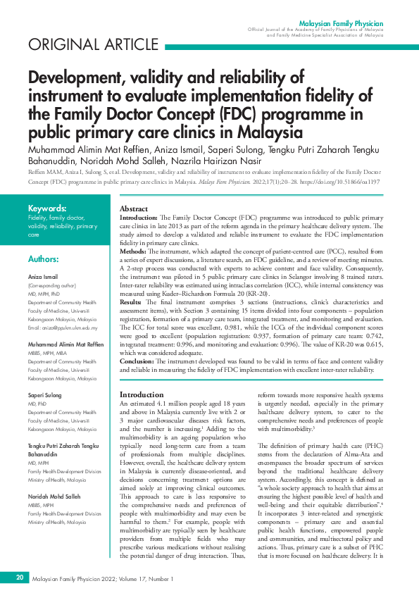 (PDF) Development, validity and reliability of instrument to evaluate implementation fidelity of ...