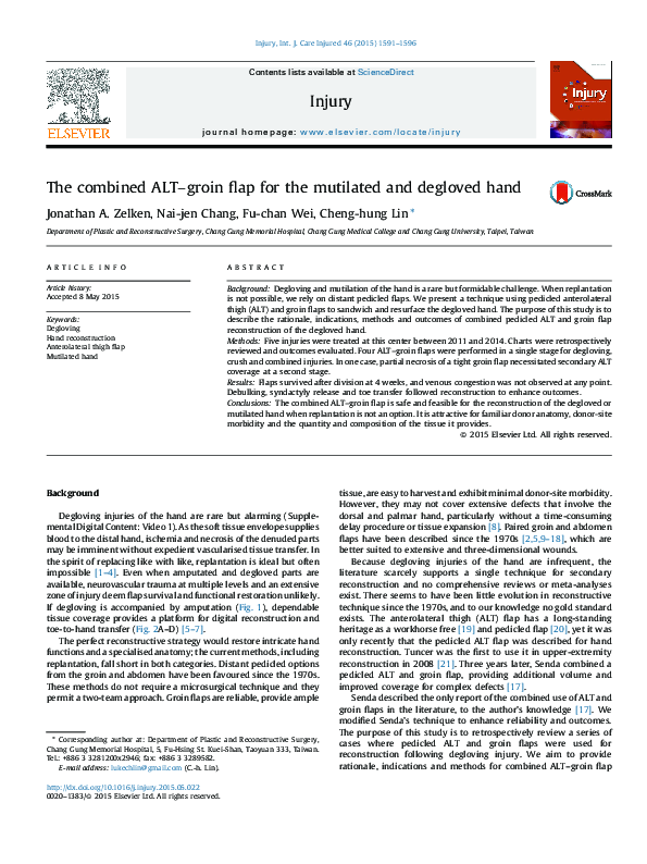 (PDF) The combined ALT–groin flap for the mutilated and degloved hand