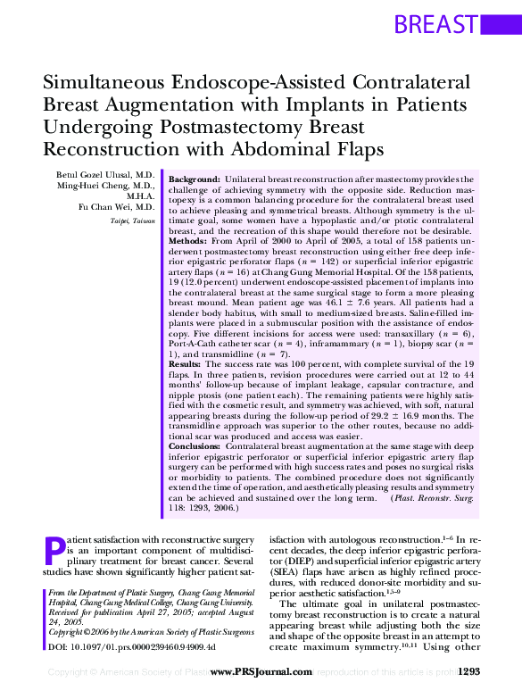 (PDF) Latissimus Dorsi Muscle Flap Transfer Through Endoscopic Approach Combined With the ...