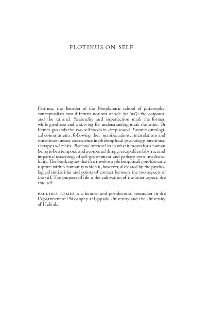 (PDF) Plotinus on Self