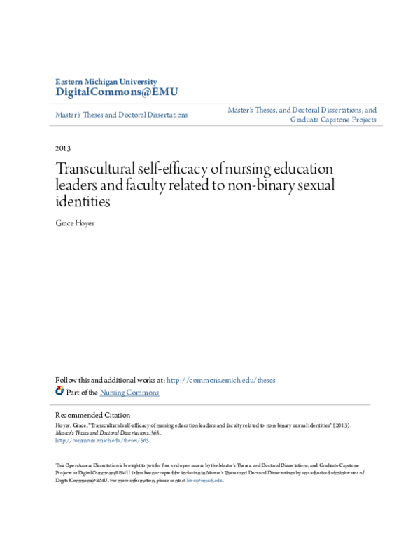 (PDF) Transcultural Self-Efficacy of Nursing Education Leaders and Faculty Related to Non-Binary ...