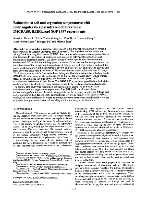 (PDF) Estimation of soil and vegetation temperatures with multiangular ...