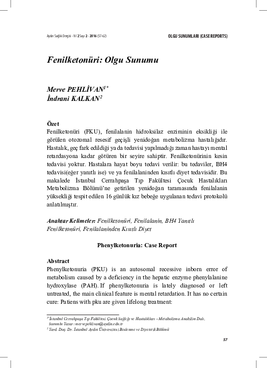 (PDF) Fenilketonüri: Olgu Sunumu
