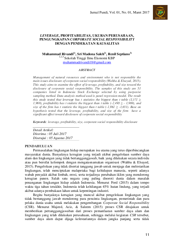 (PDF) Leverage, Profitabilitas, Ukuran Perusahaan, Pengungkapan ...