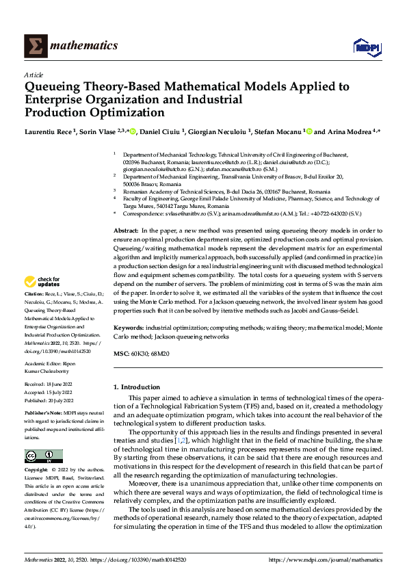 Pdf Queueing Theory Based Mathematical Models Applied To Enterprise 7279