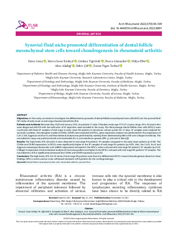 (PDF) Synovial fluid niche promoted differentiation of dental follicle ...