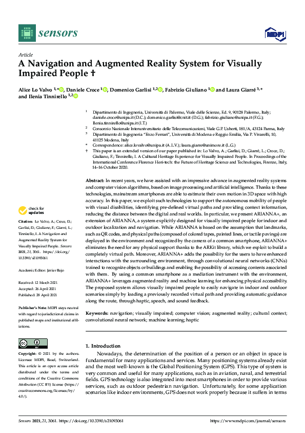 (PDF) A Navigation and Augmented Reality System for Visually Impaired People