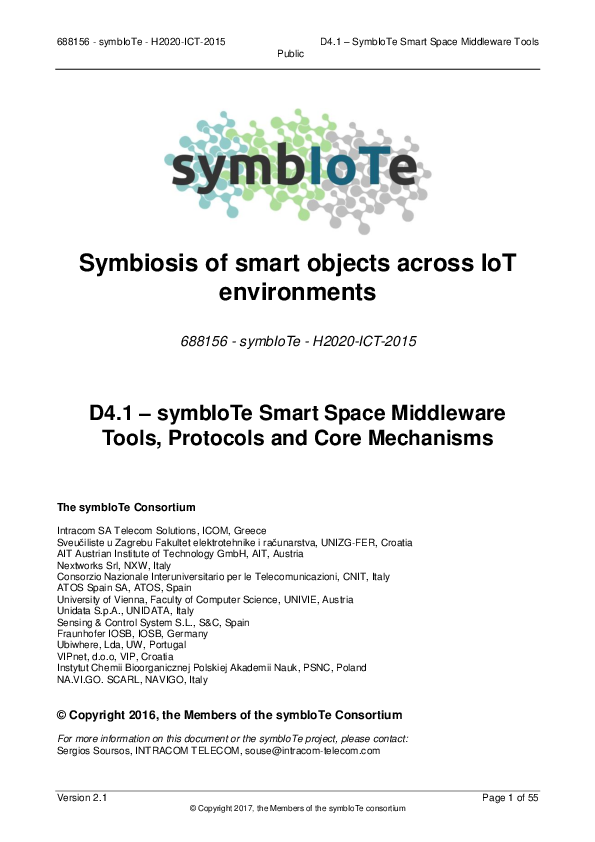 (PDF) D4.1 - Symbiote Smart Space Middleware Tools, Protocols And Core Mechanisms