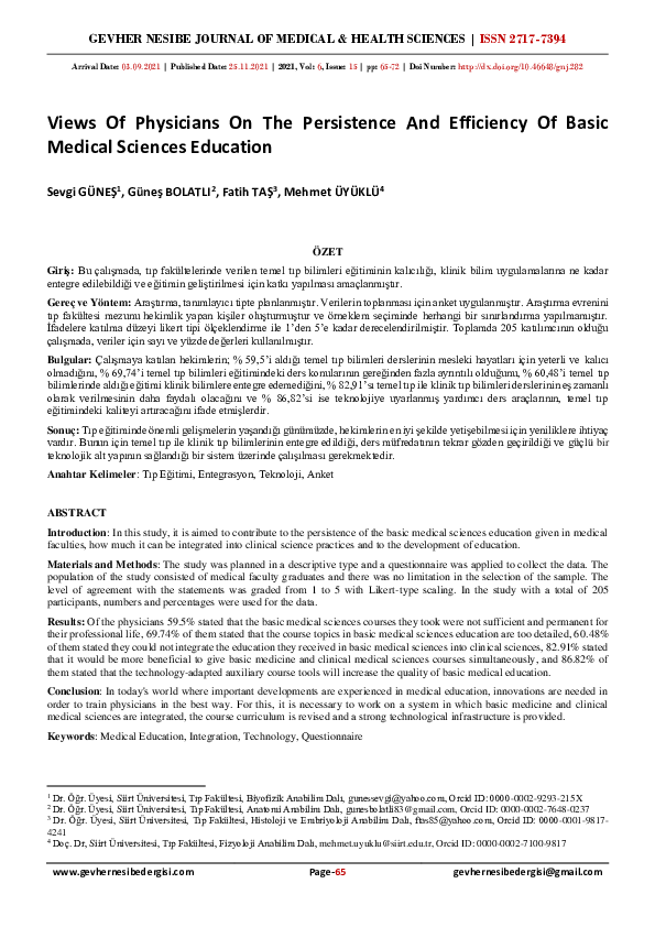 (PDF) Views of Physicians on the Persistence and Efficiency of Basic ...