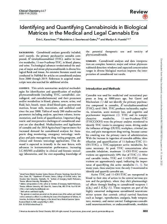 (PDF) Identifying and Quantifying Cannabinoids in Biological Matrices ...
