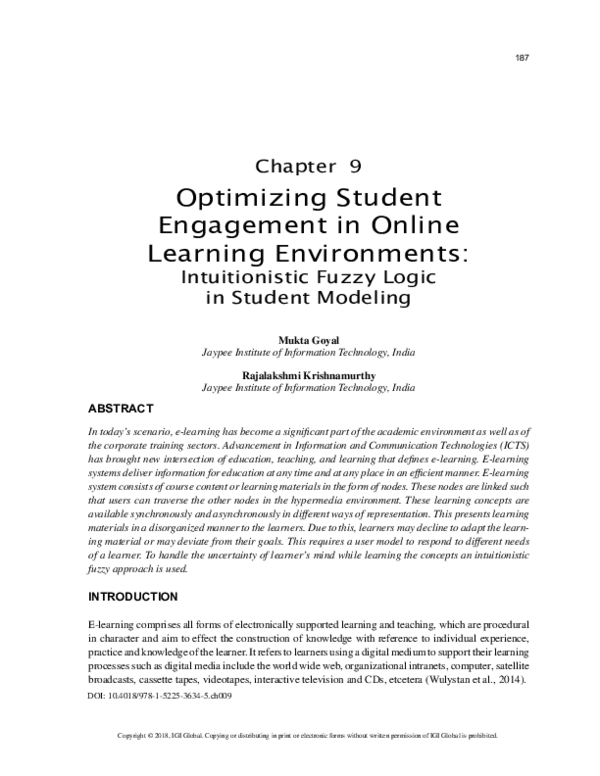 (PDF) Optimizing Student Engagement in Online Learning Environments