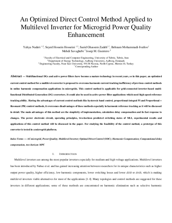 (PDF) An optimized direct control method applied to multilevel inverter for microgrid power ...