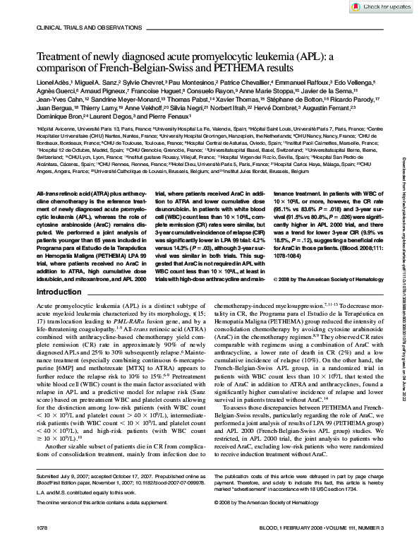(PDF) Treatment of newly diagnosed acute promyelocytic leukemia (APL ...