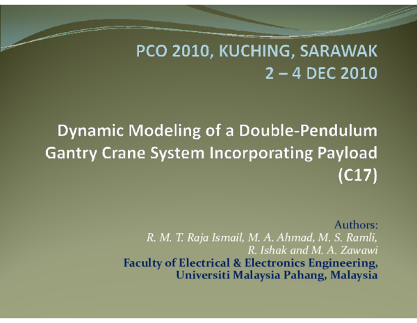 Dynamic Modelling of a Double-Pendulum Gantry Crane System ...