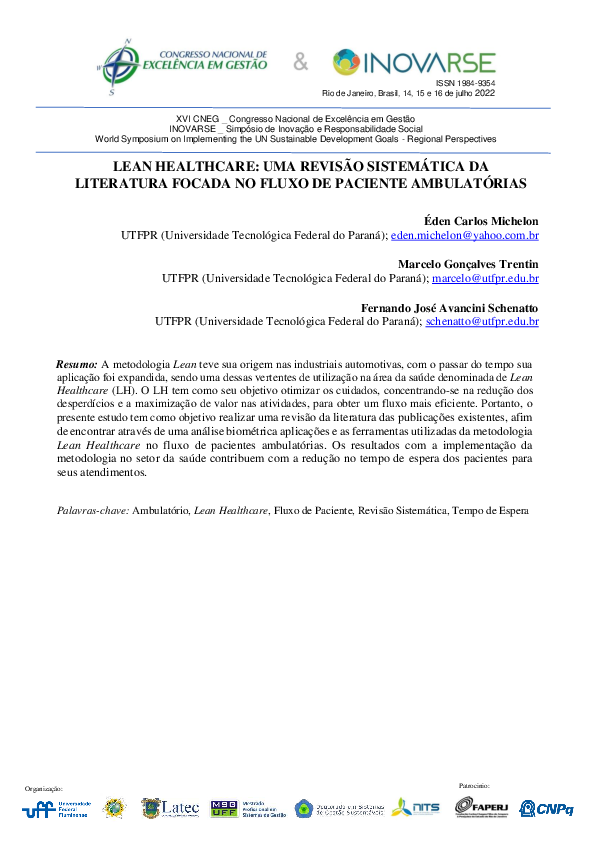 (PDF) Lean Healthcare: Uma Revisão Sistemática Da Literatura Focada No Fluxo De Paciente ...